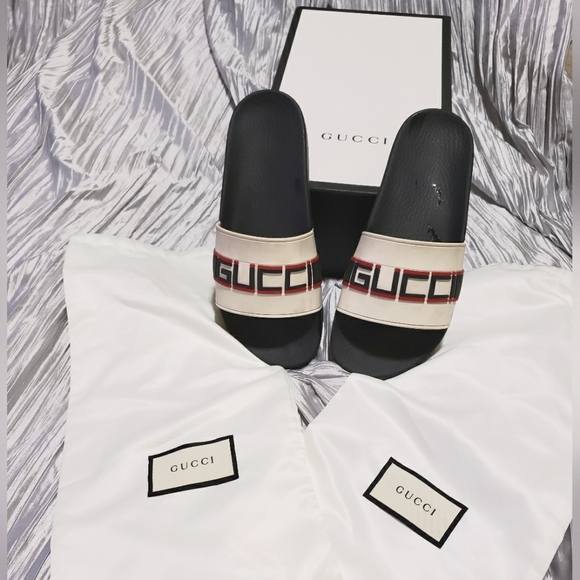 Gucci | Shoes | Gucci Size 7 Slides In A Gucci Box And Two Shoe Bags ...